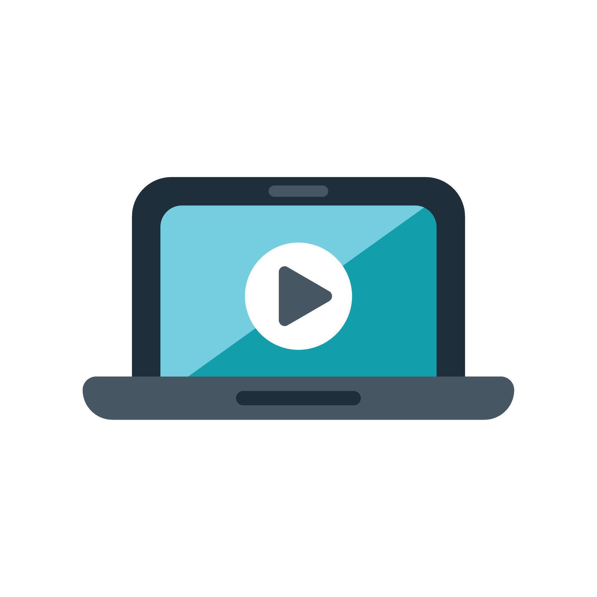 Laptop displaying streaming platform interface with play button 52622478 Vector Art at Vecteezy