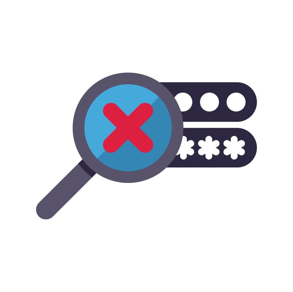 Magnifying glass detecting wrong password attempt 52626385 Vector Art at Vecteezy