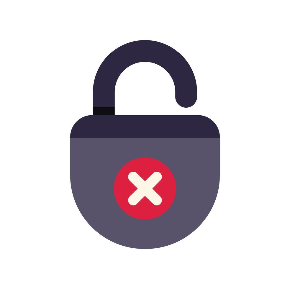 Unlocked padlock with red cross mark showing access denied 52626405 Vector Art at Vecteezy