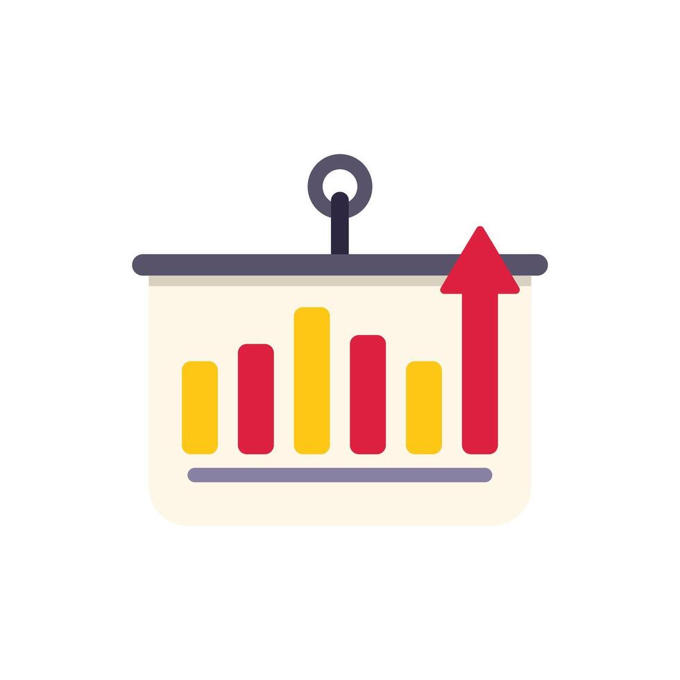 Presentation screen showing growing bar chart and rising up arrow 52628267 Vector Art at Vecteezy