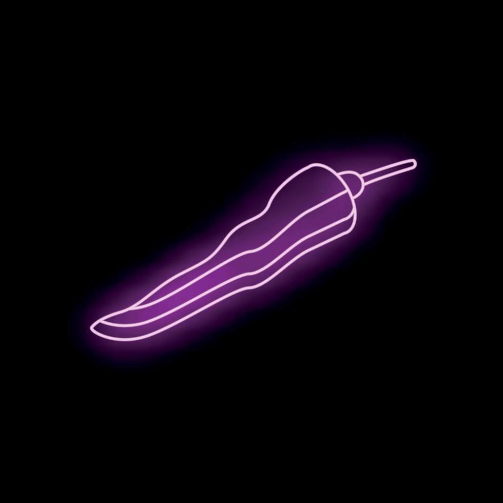 Glowing neon purple chili pepper on black background 52632274 Vector Art at Vecteezy