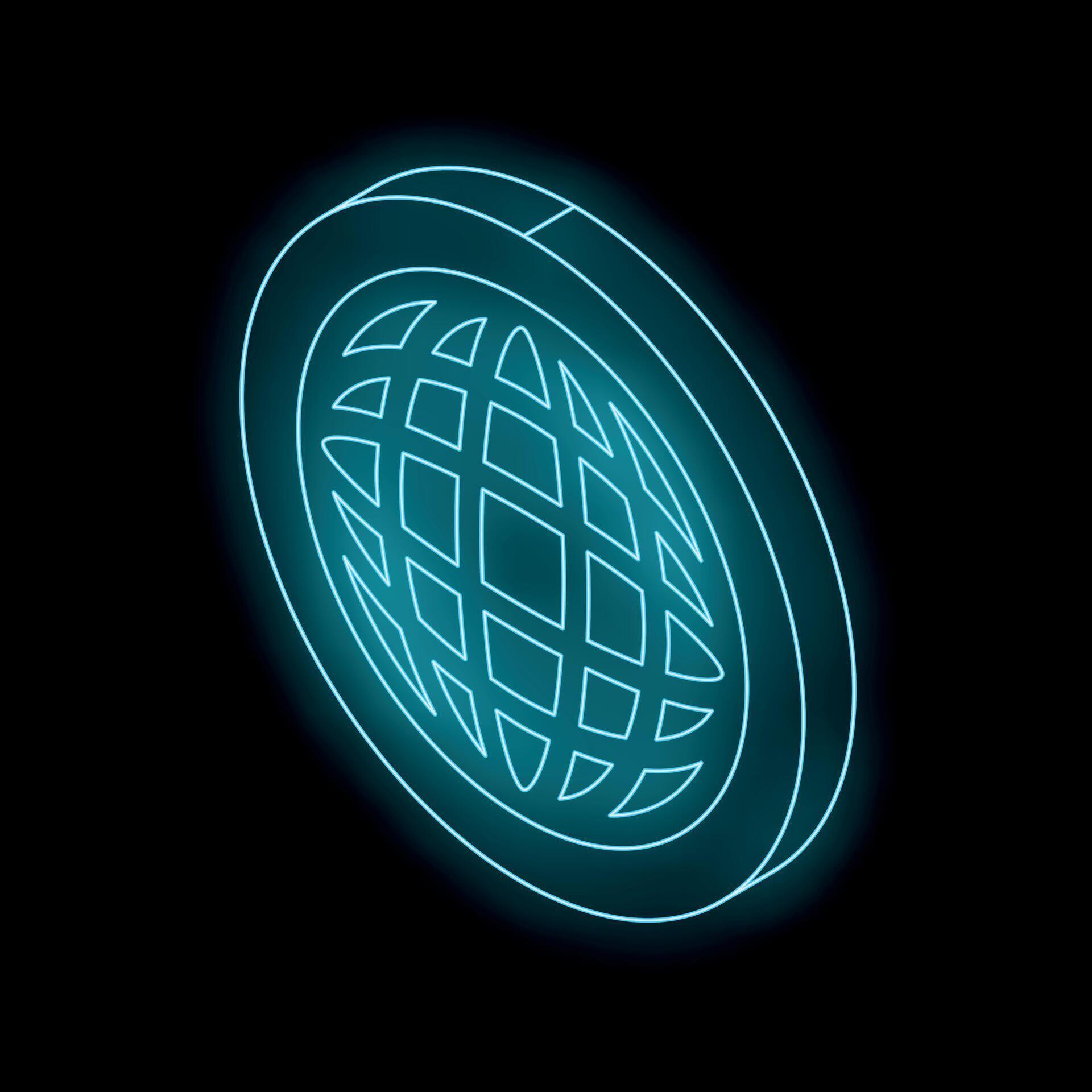 Glowing neon globe icon representing global communication in digital ...
