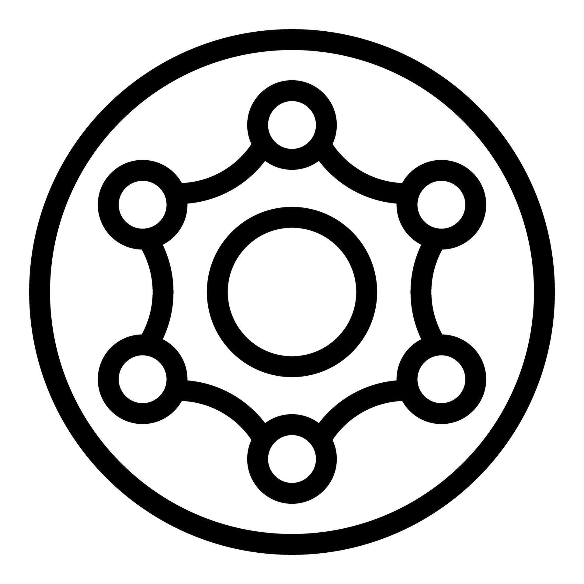 Circular Network Hub Connecting Multiple Nodes Representing Global