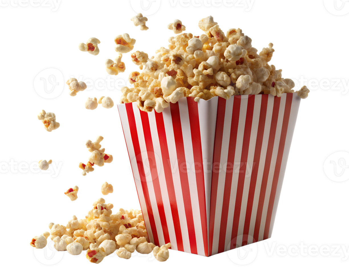 Overflowing popcorn in a striped container 52647636 PNG Overflowing popcorn in a striped container 52647636 PNG