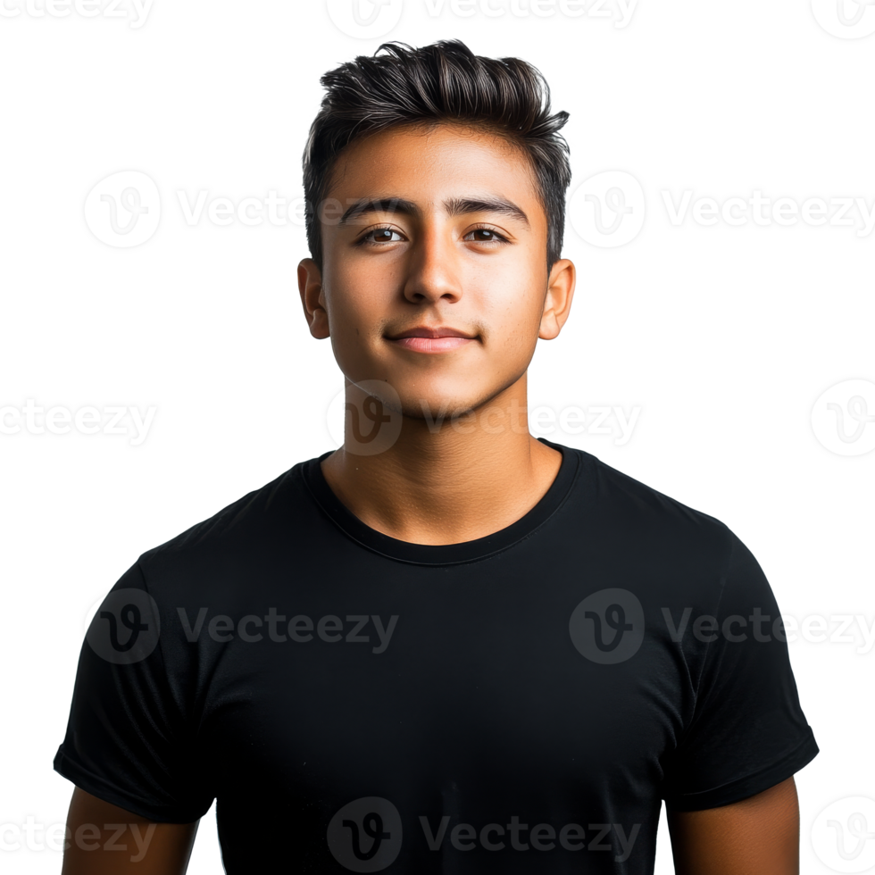 Confident young man in black t shirt indoors 52648218 PNG