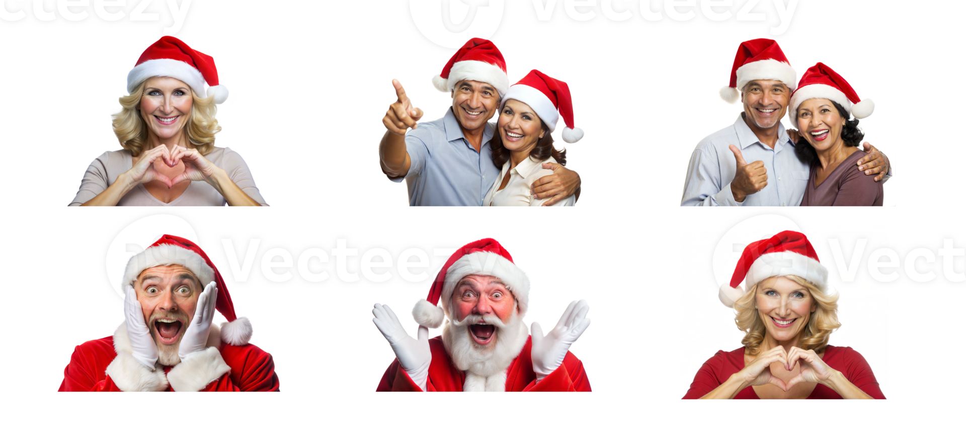 Joyful People In Christmas Hats 52648422 Png
