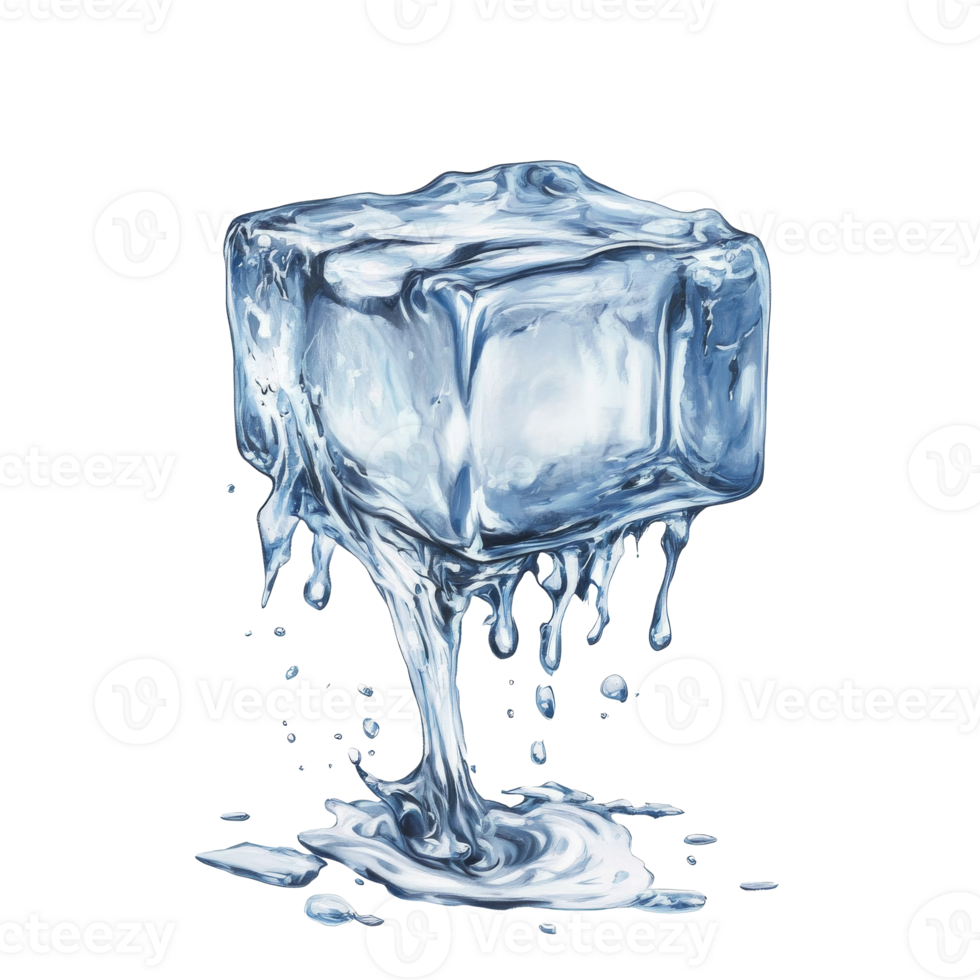 Melting ice cube with clear water droplets forming 52649406 PNG