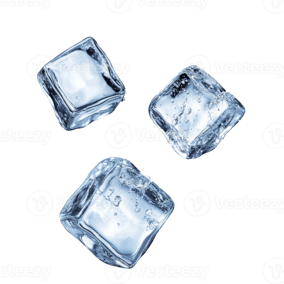 Clear ice cubes dropping in water 52650483 PNG