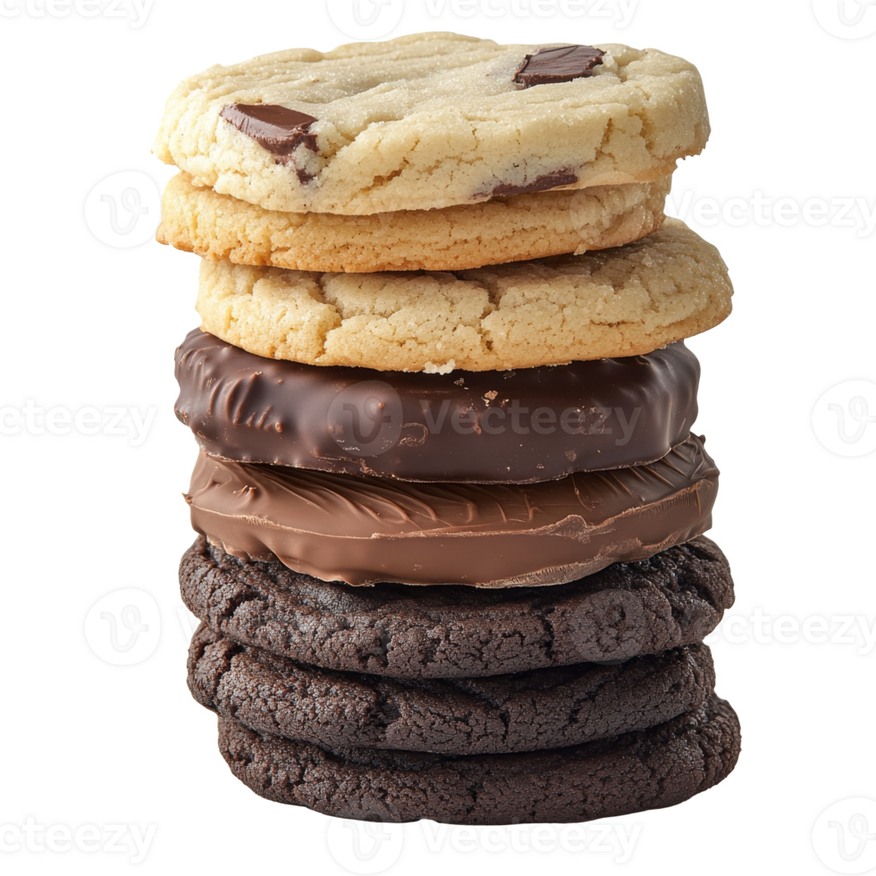Stack Of Assorted Cookies On A White Background 52652773 Png