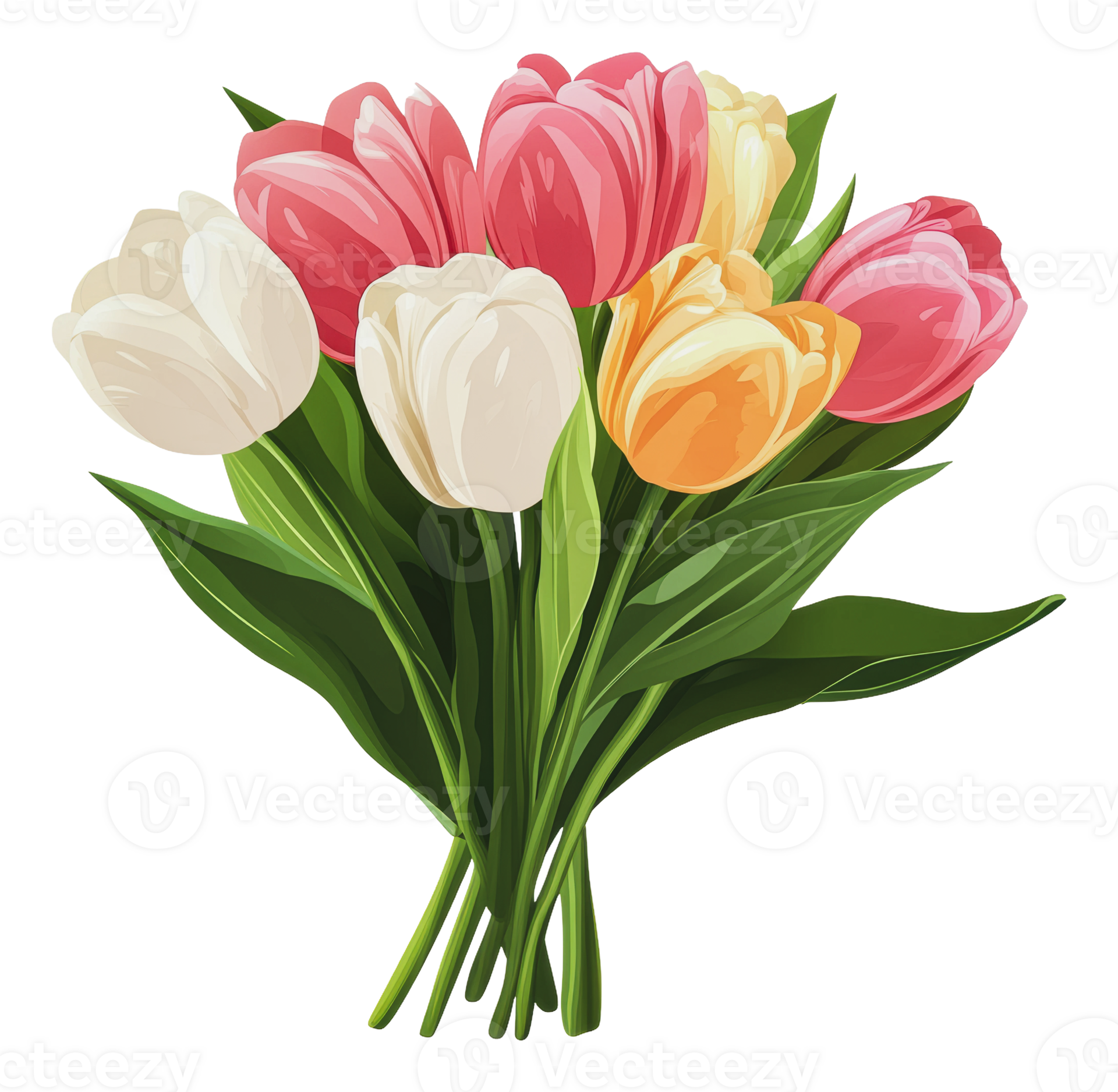 A vibrant bouquet of tulips in various colors 52654759 PNG