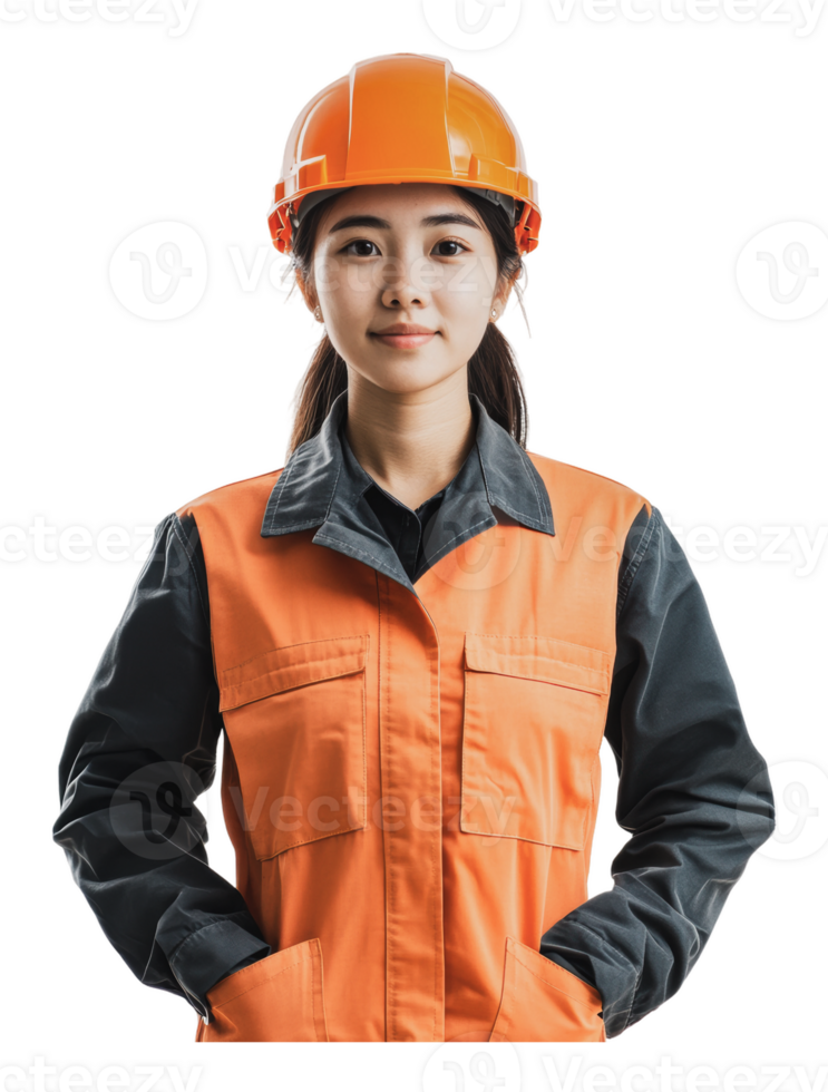 Young female construction worker in safety gear 52658471 PNG
