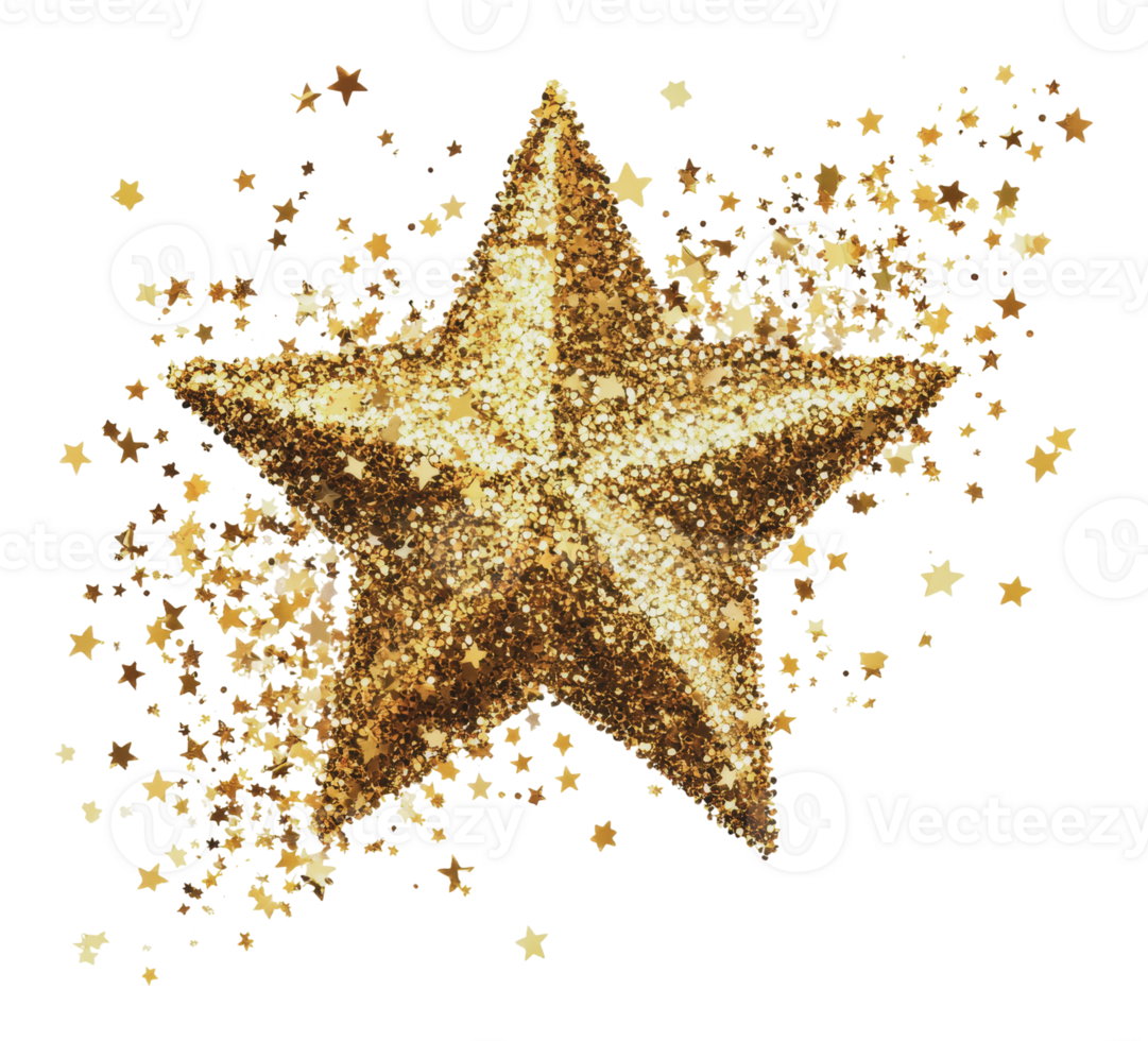 Sparkling golden star with glittering effects 52659230 PNG