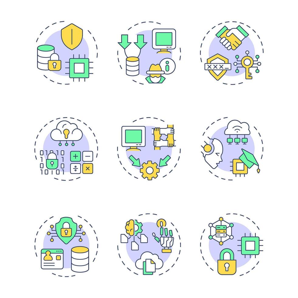 Privacy enhancing technologies multi color concept icons. Data ... Privacy enhancing technologies multi color concept icons. Data ...