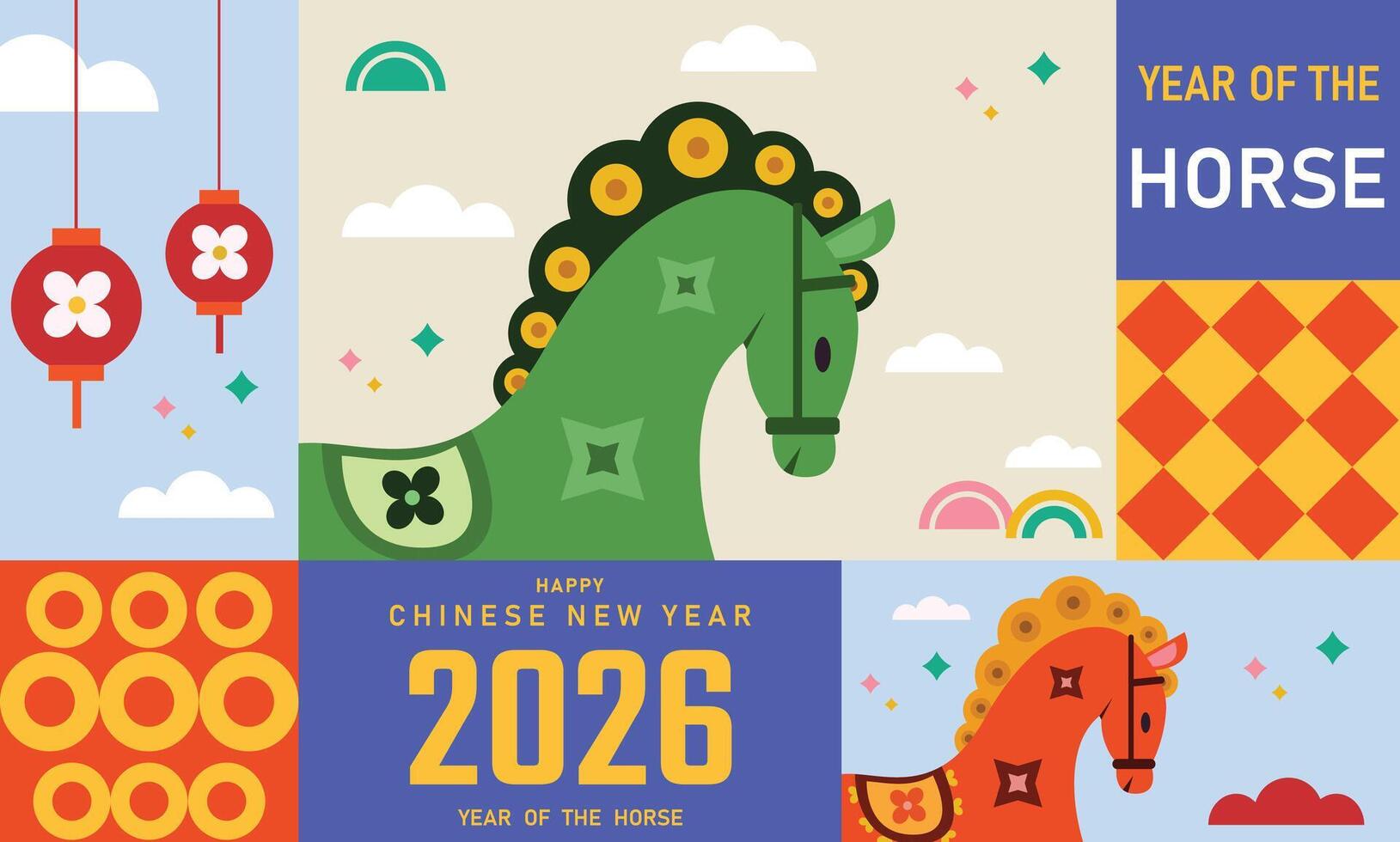 2026 Happy Chinese new year postcard 2026 Year of horse. Symbol of ... 2026 Happy Chinese new year postcard 2026 Year of horse. Symbol of ...