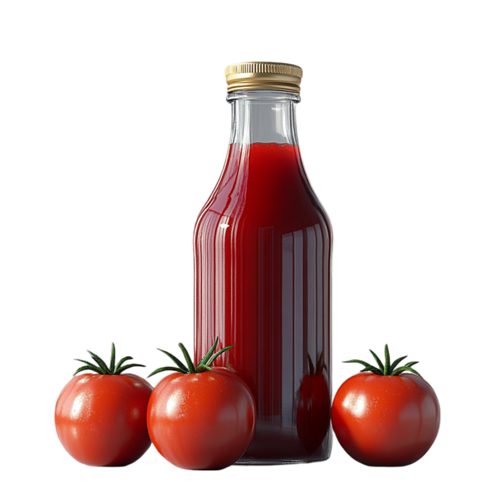 Tomato Juice Bottle with Fresh Tomatoes Isolated on White Background 52677096 PNG
