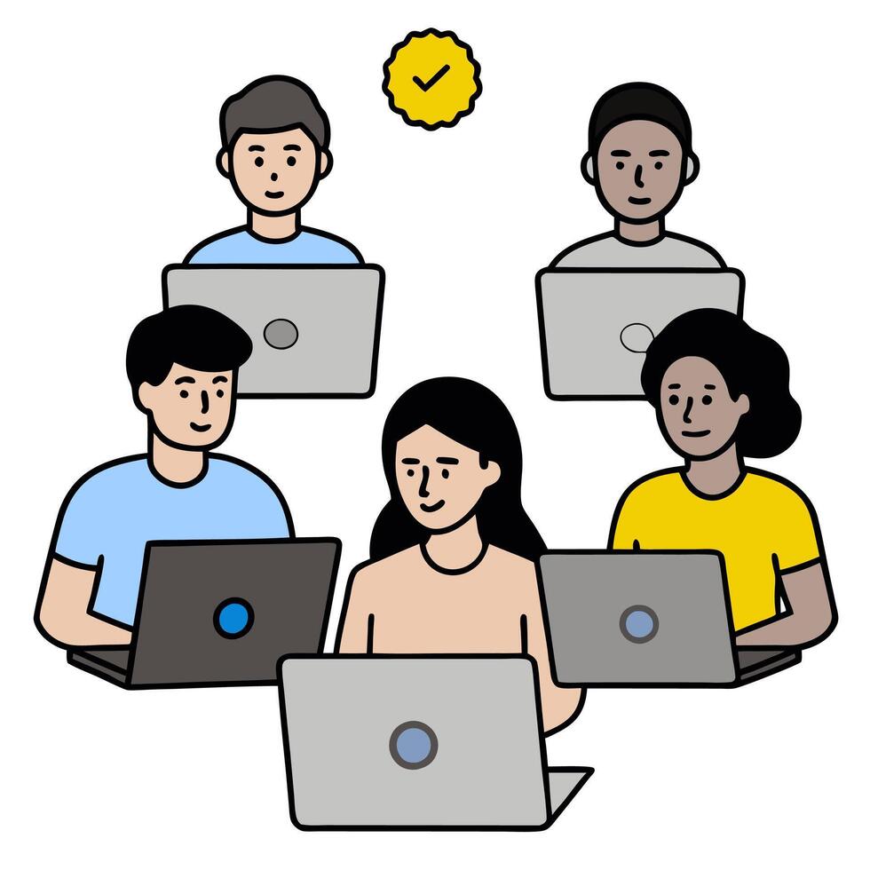 2D minimalize as IT team collaborating on a cybersecurity project ...