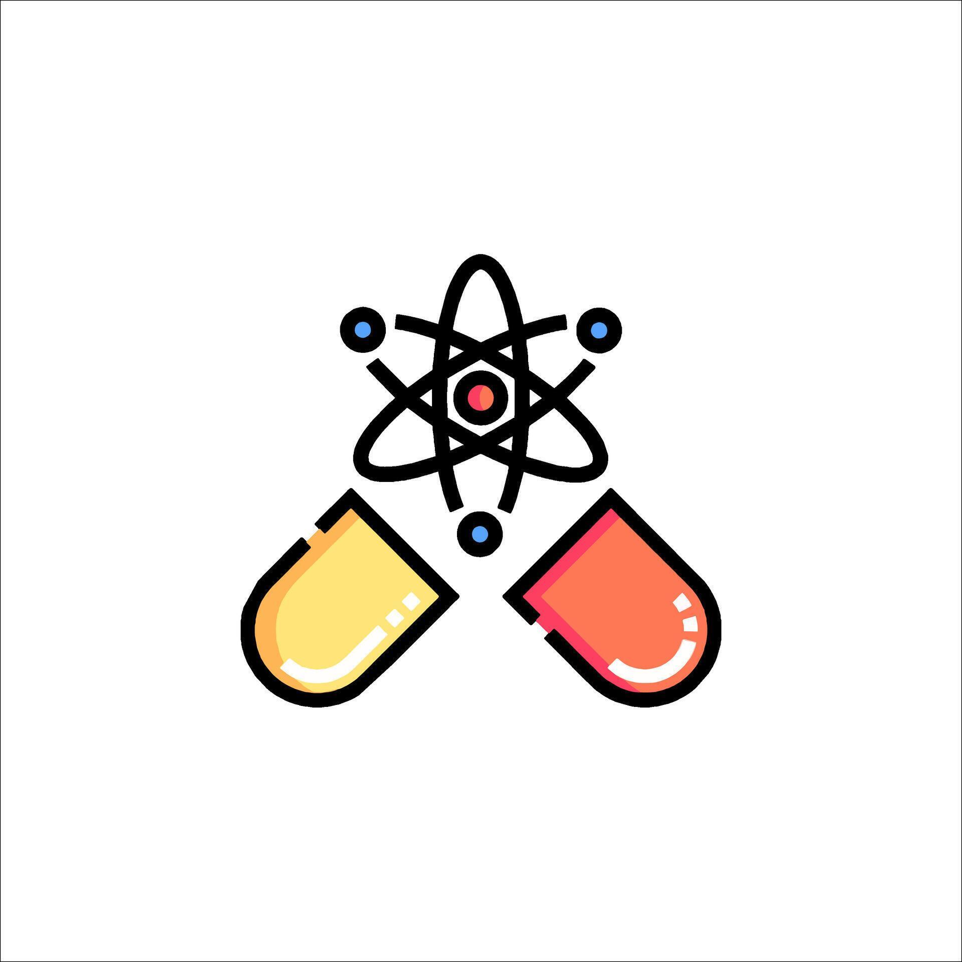 An icon of a science experiment with a molecule and an atom 52687773 Vector Art at Vecteezy
