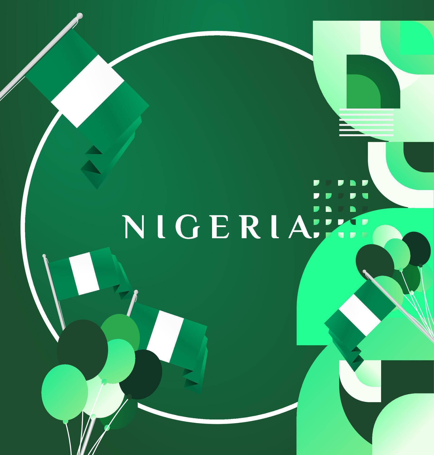 Modern Nigerian Independence Day Design with Geometric Green Touch. A stunning banner design to ...