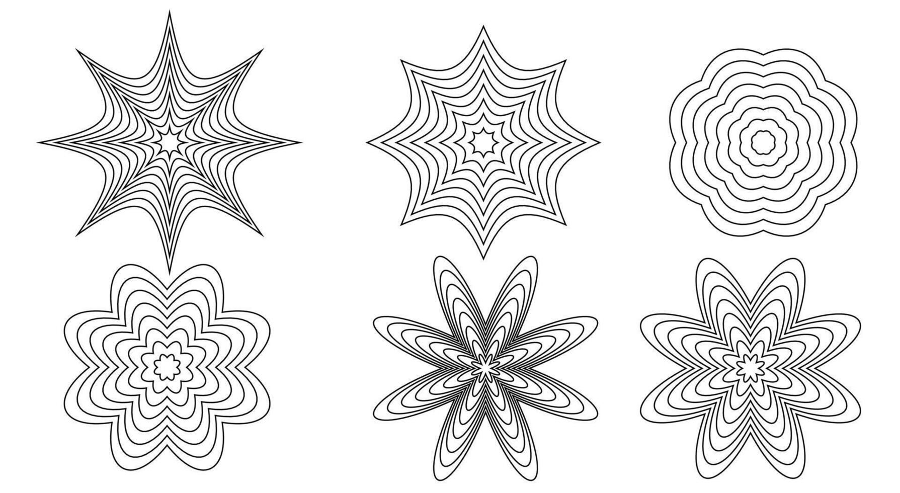 Radial abstract geometric shapes with distortion, deformation effect ...