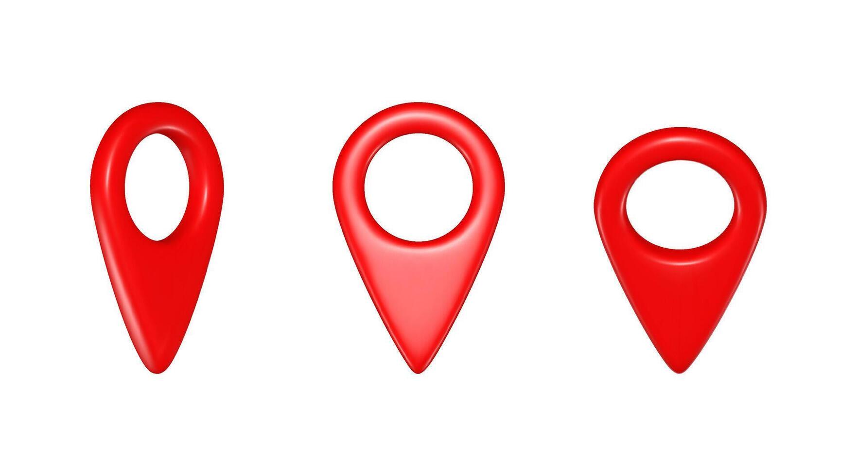 Red Map Pin Icons Set Realistic 3d Red Geolocation Geolocation Signs Isolated On White