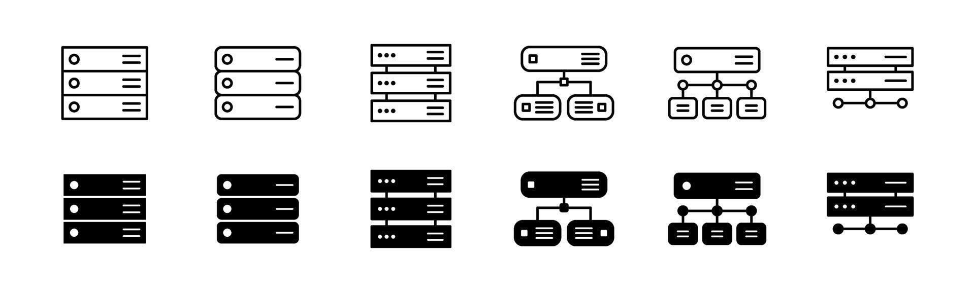 Server icon set. Web network database. Cloud storage server icon ...