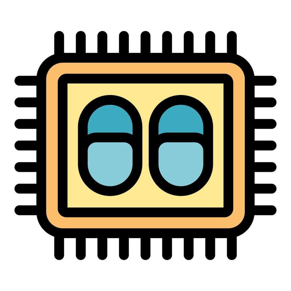 Dual Core Cpu Performing Complex Calculations Modern Microchip