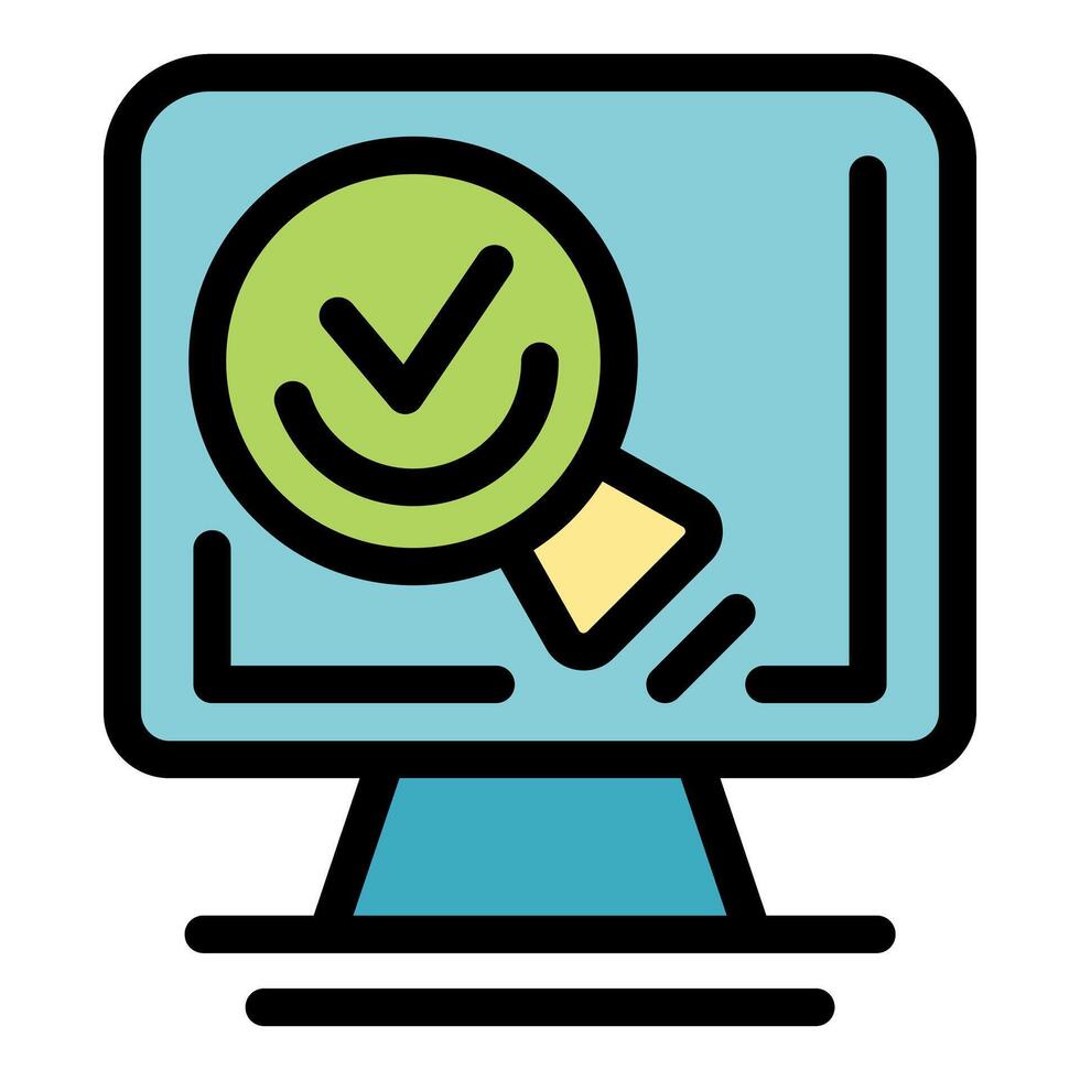 Magnifying glass showing check mark on computer screen symbolizing successful research 52734249 ...