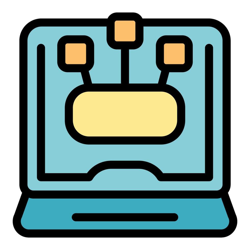 Laptop Showing Data Analysis Results With Connecting Squares And Central Processing Unit