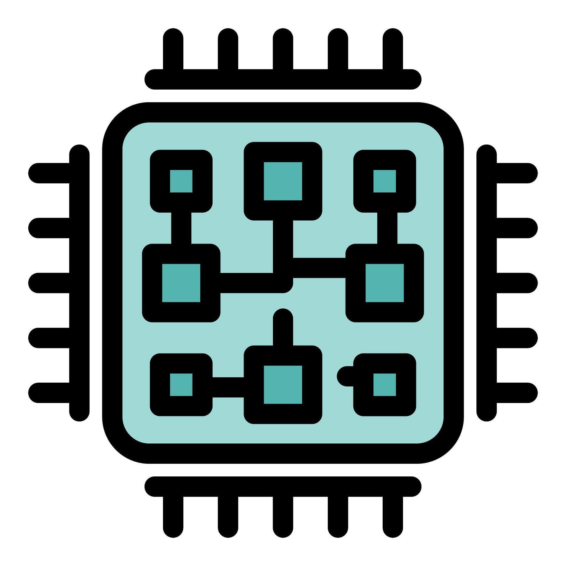 Electronic Microchip Processing Data With Connections And Circuits