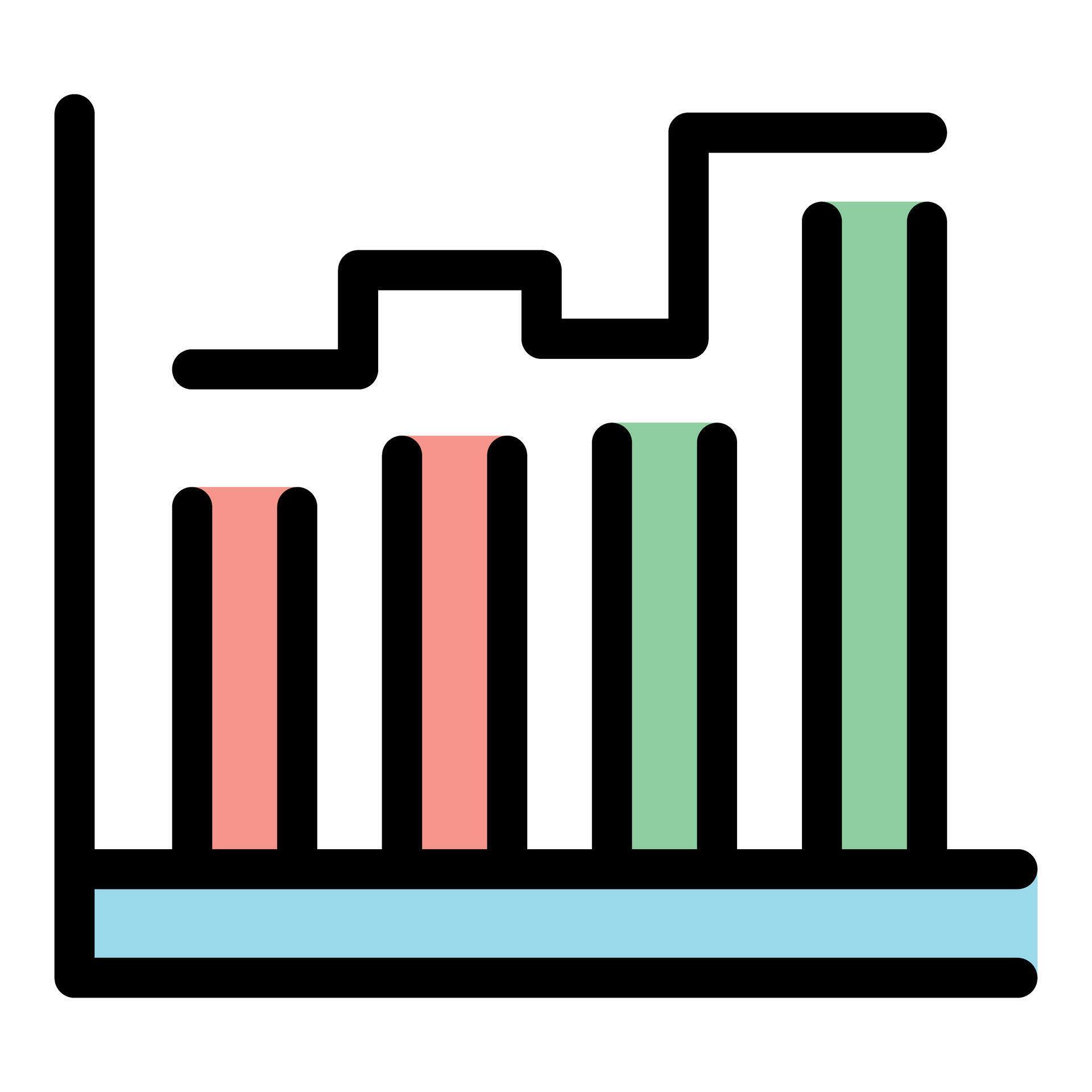 Growing bars chart representing increasing statistics data 52742022 ...