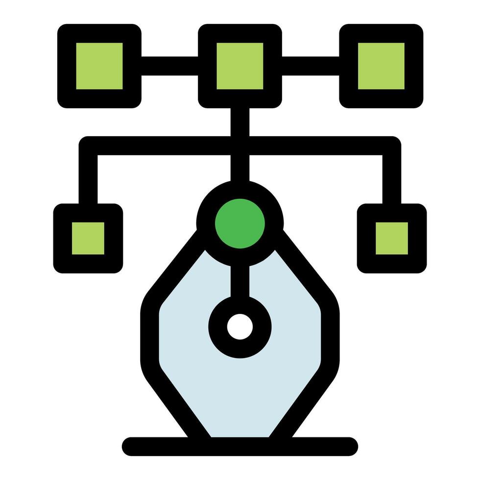 Algorithm Generating Connected Square Nodes Using Pen Tool Icon