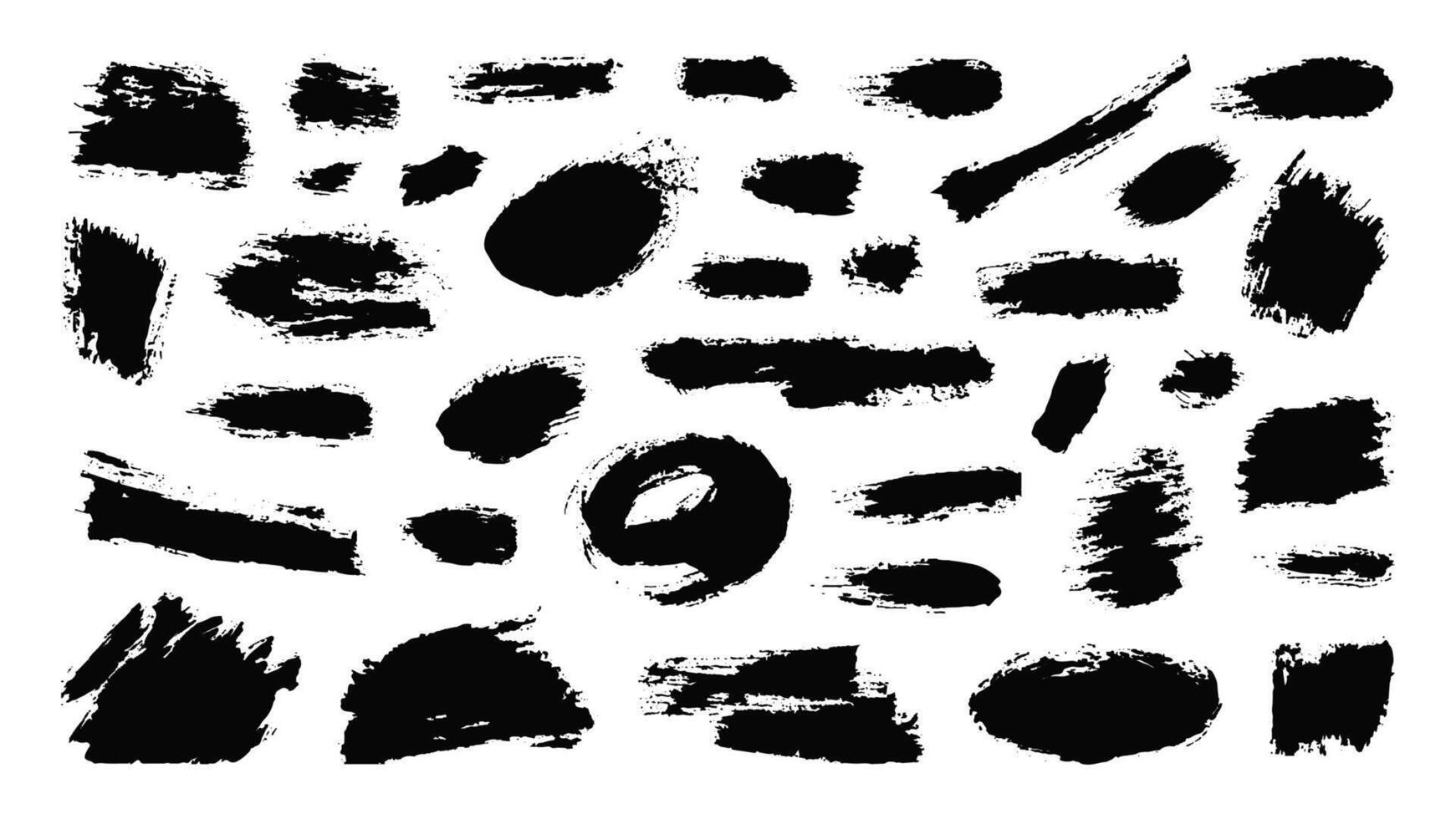 Black Grunge brushstroke textures. Different bold shapes and frames ...