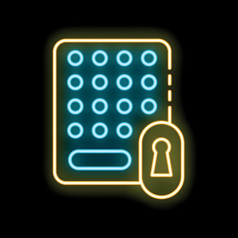 Neon Security Padlock Login Representing Secure Access And Protection