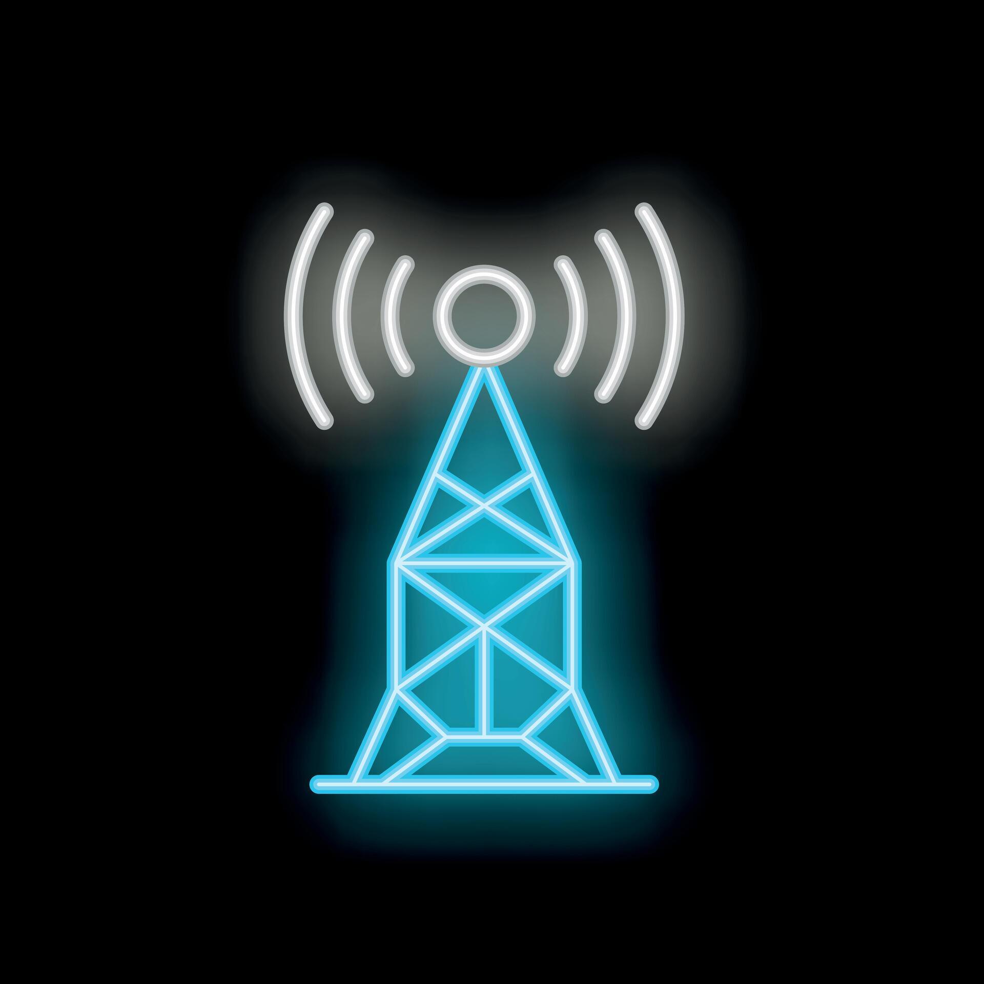 Neon style icon of radio tower transmitting signals 52762367 Vector Art at Vecteezy