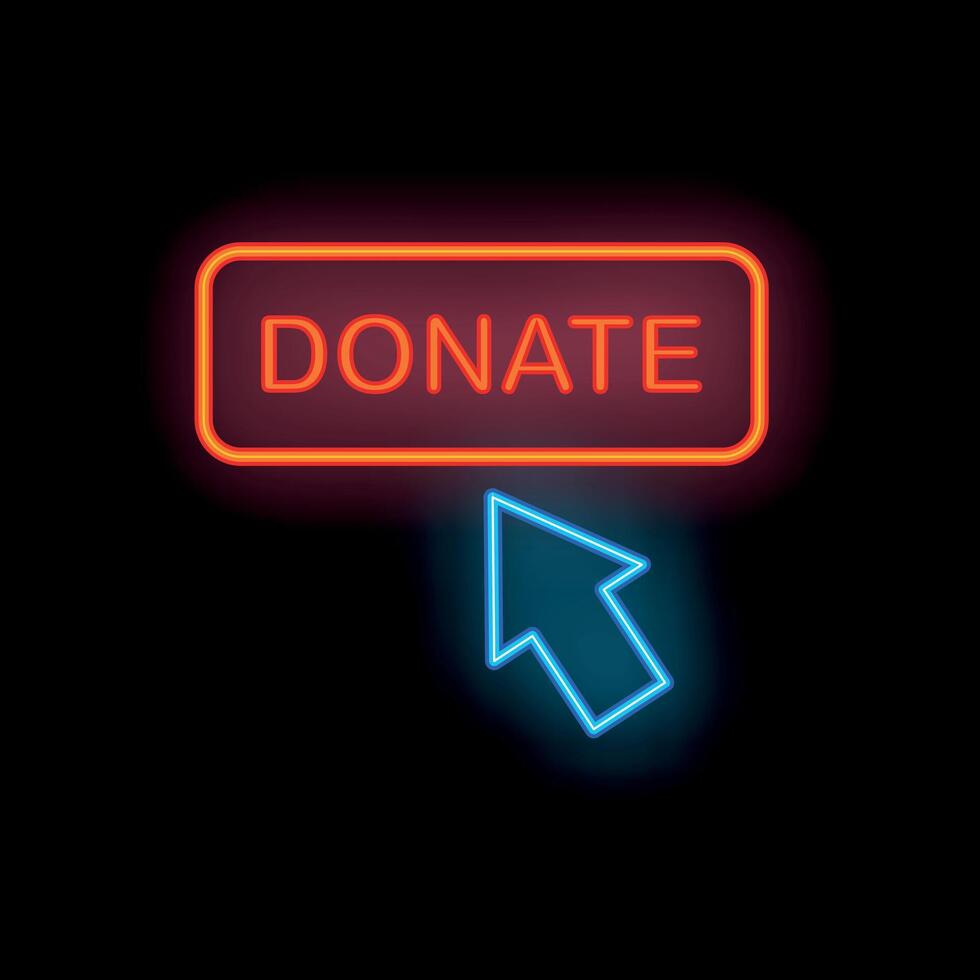 Neon donate button with cursor pointing on black background 52762526 Vector Art at Vecteezy