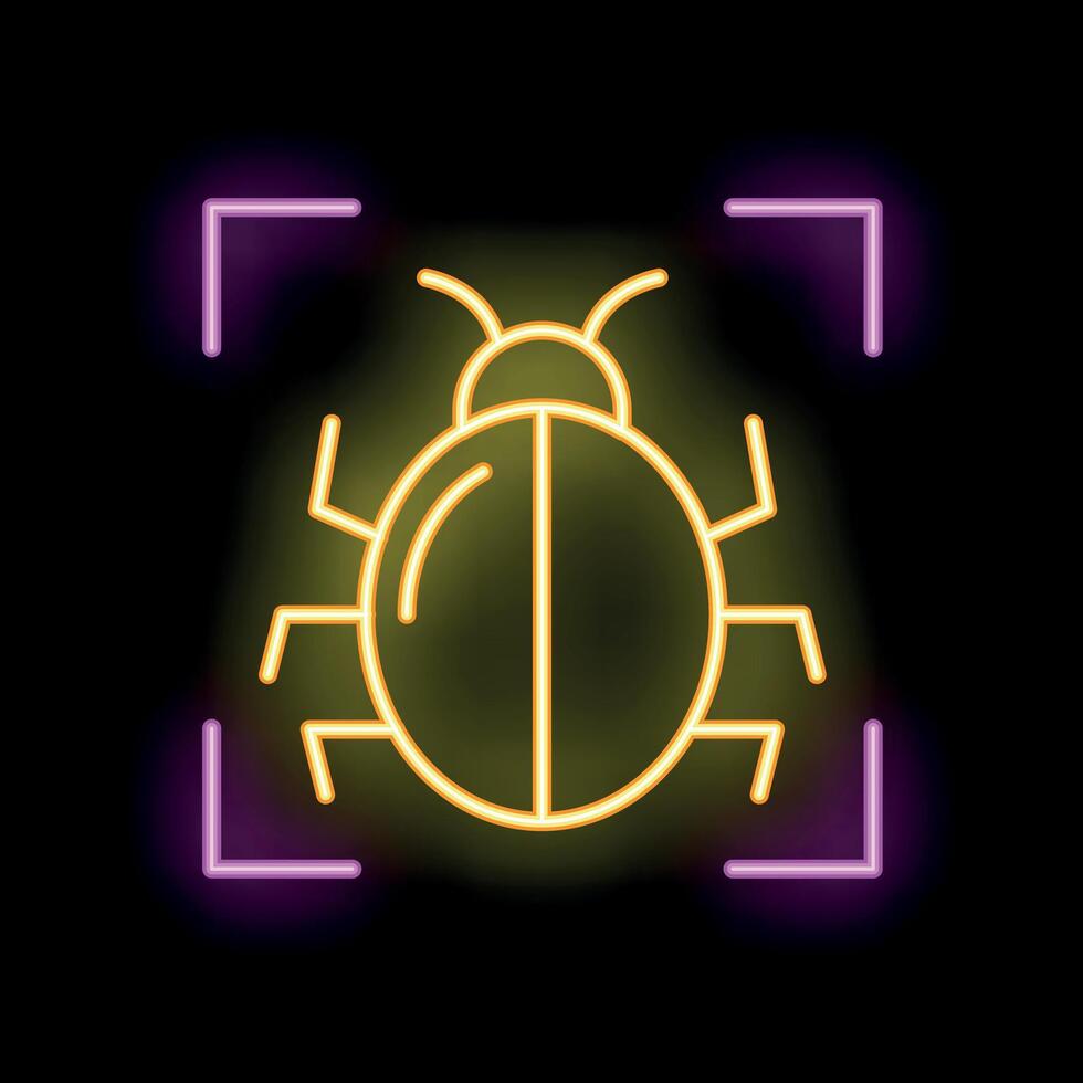 Neon Sign Representing A Bug Trapped In A Square Representing Debugging Process 52763270 Vector