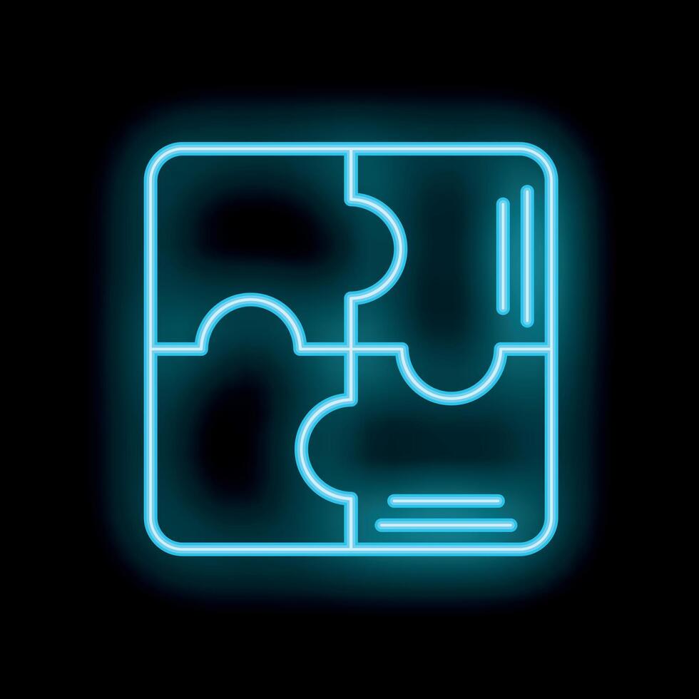 Neon puzzle icon representing problem solving and solutions 52763471 ...