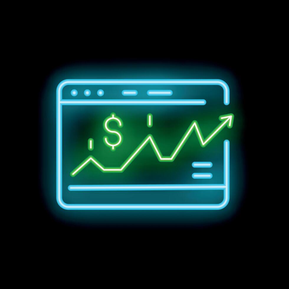 Neon browser window displaying growing financial chart with upward arrow 52763882 Vector Art at ...