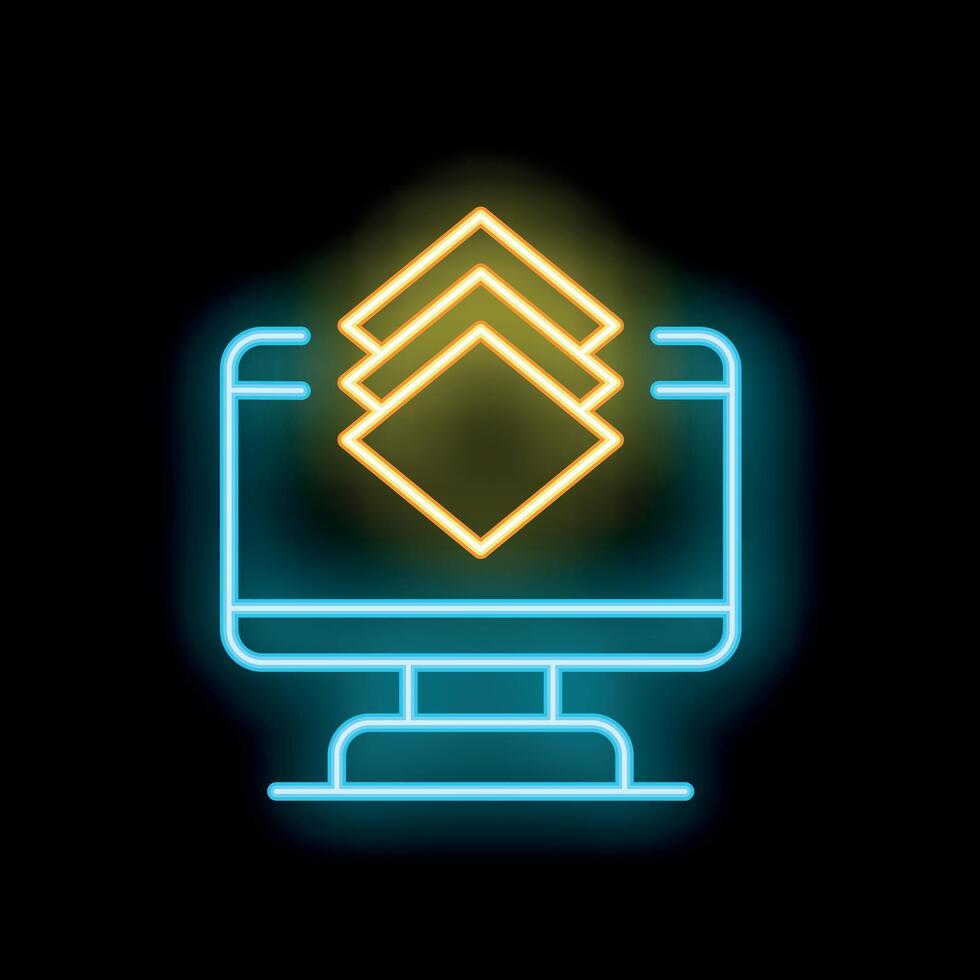 Neon computer icon displaying layers of digital design elements 52765766 Vector Art at Vecteezy