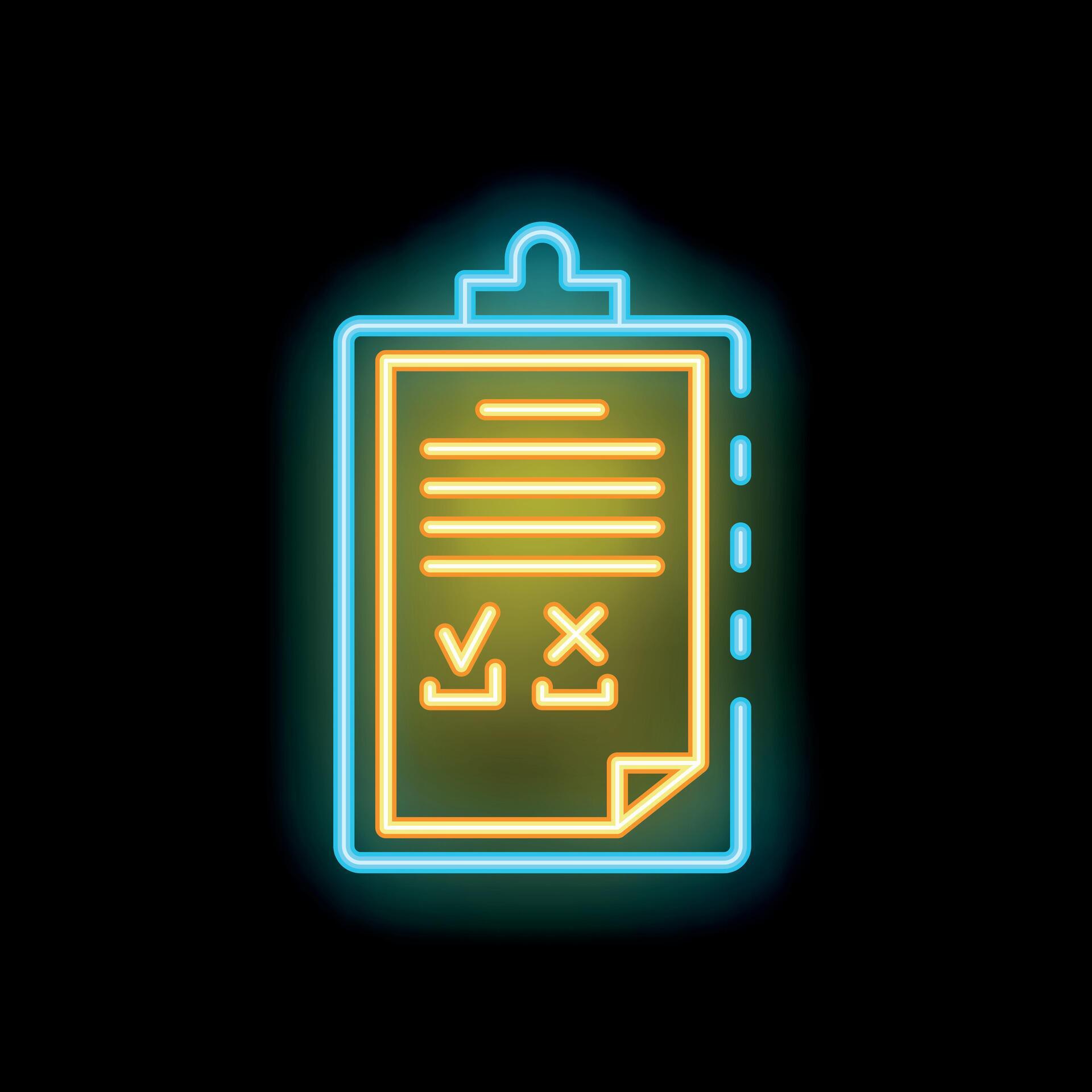 Neon Icon Of Clipboard With Checklist And Checkmarks Representing Survey Or Exam 52766969 Vector
