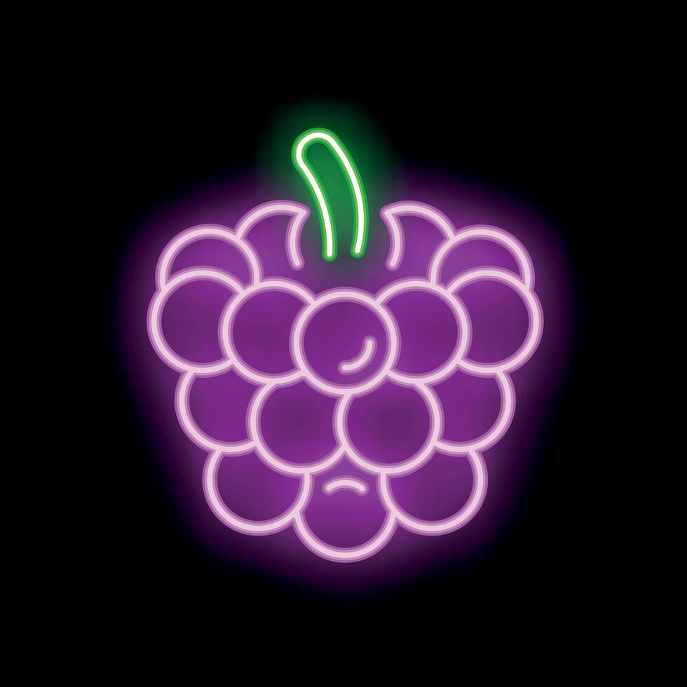 Bright neon sign depicting a single raspberry glowing on black ...