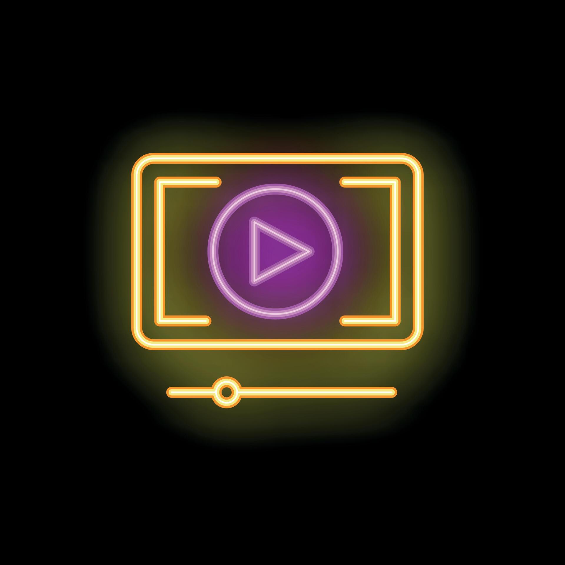 Neon player icon showing playback button and progress bar 52767964 Vector Art at Vecteezy
