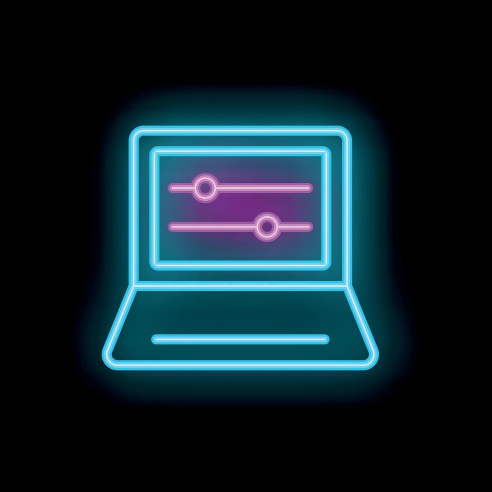 Neon laptop showing software customization settings panel icon 52767967 ...