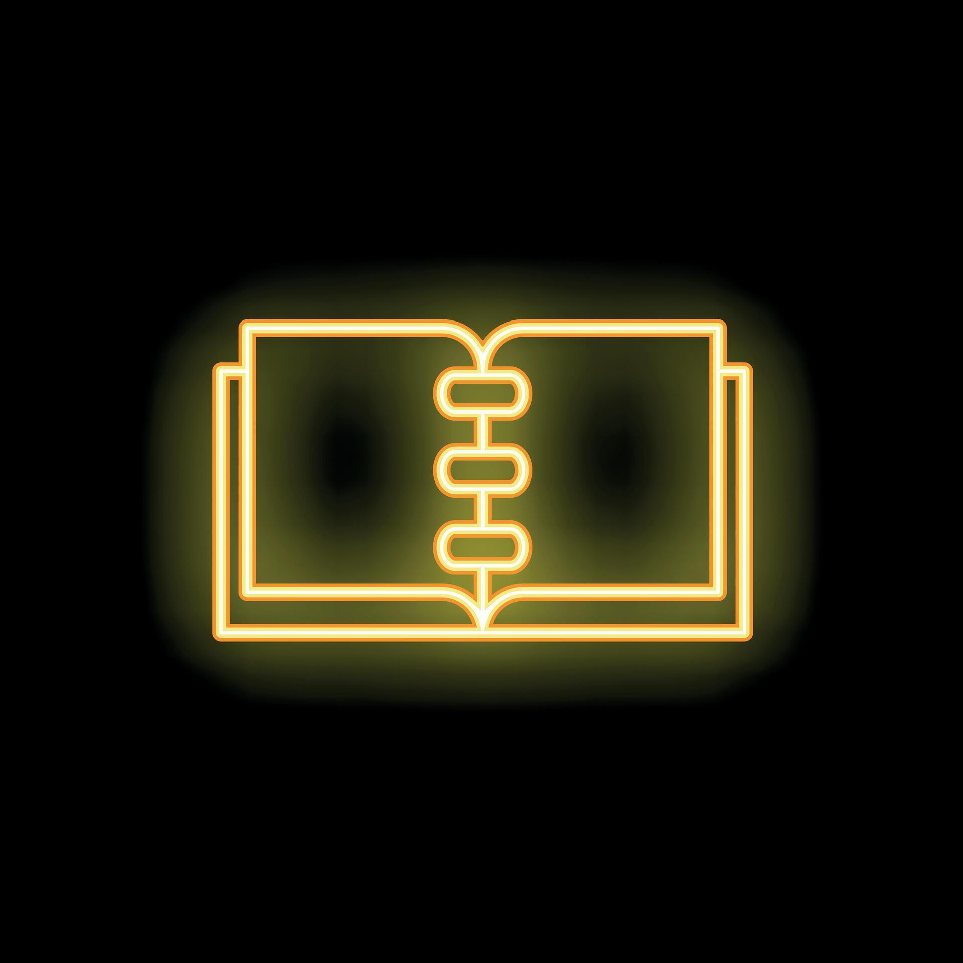 Neon yellow open book binding with black background 52768195 Vector Art ...