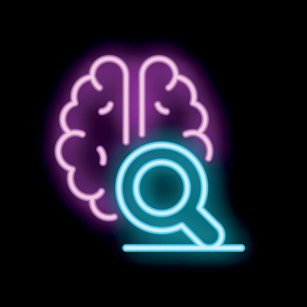 Neon magnifying glass exploring a glowing brain icon 52769858 Vector ... Neon magnifying glass exploring a glowing brain icon 52769858 Vector ...