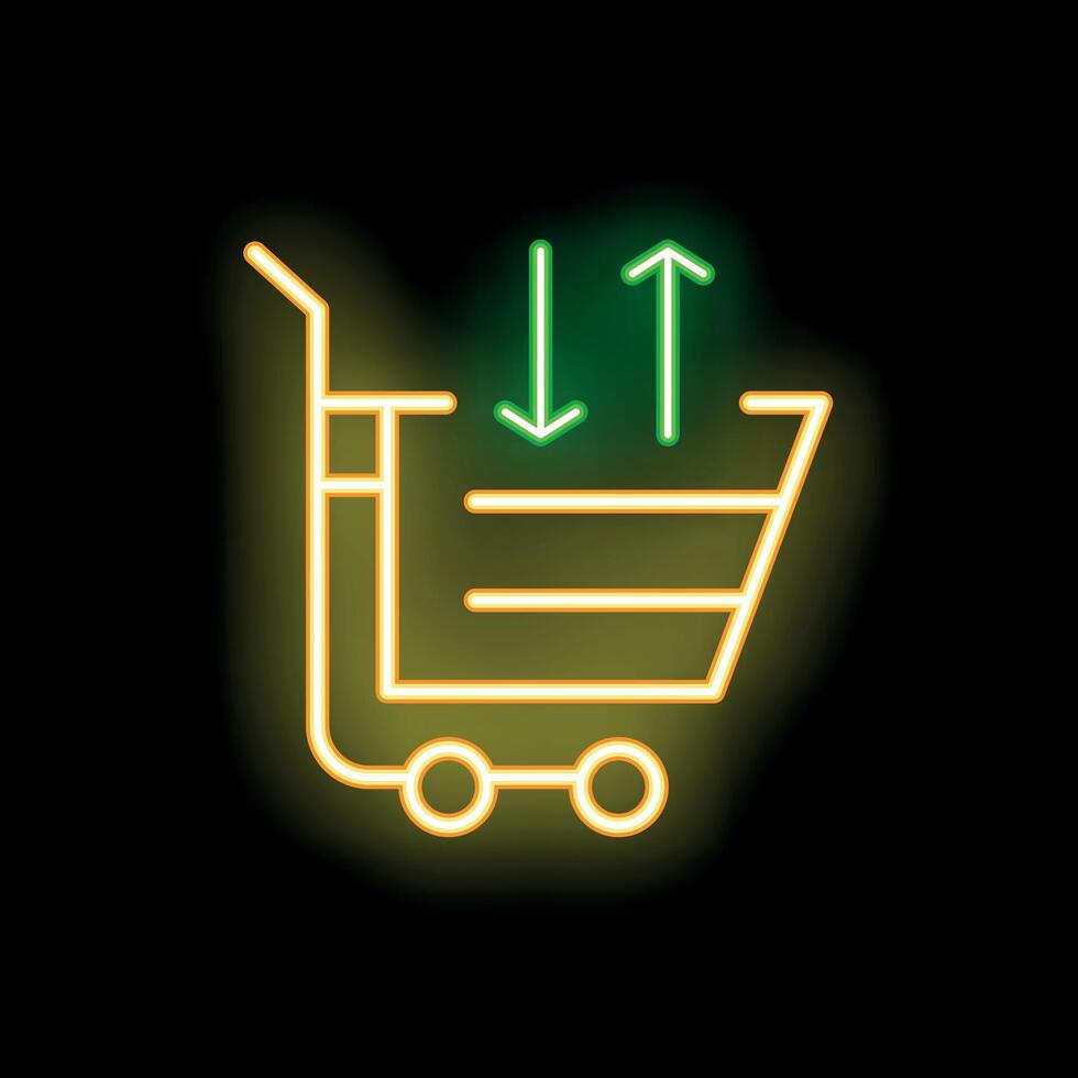 Neon shopping cart icon depicting adding and removing items 52770858 Vector Art at Vecteezy
