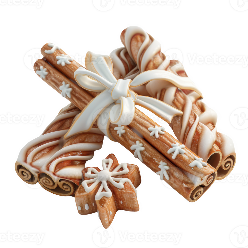 Delicious Christmas Cinnamon Stick Icon With Decorative Icing On A Festive Background 52785724 Png