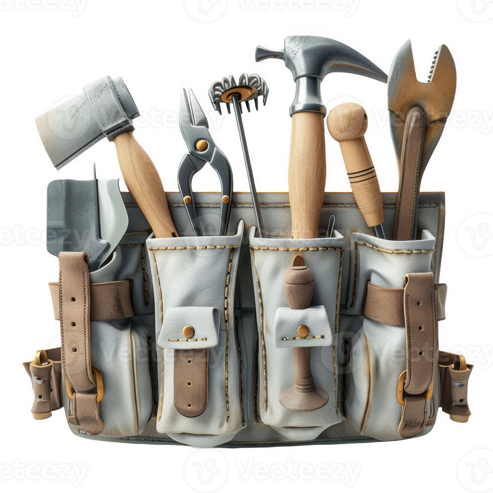 Essential tool belt with various tools ready for use in workshop ... Essential tool belt with various tools ready for use in workshop ...