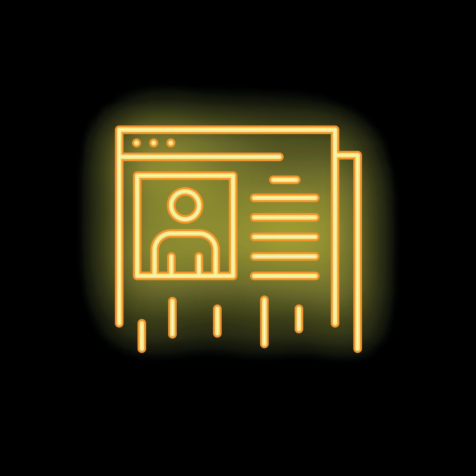 Neon icon of browser window displaying user profile information 52795544 Vector Art at Vecteezy