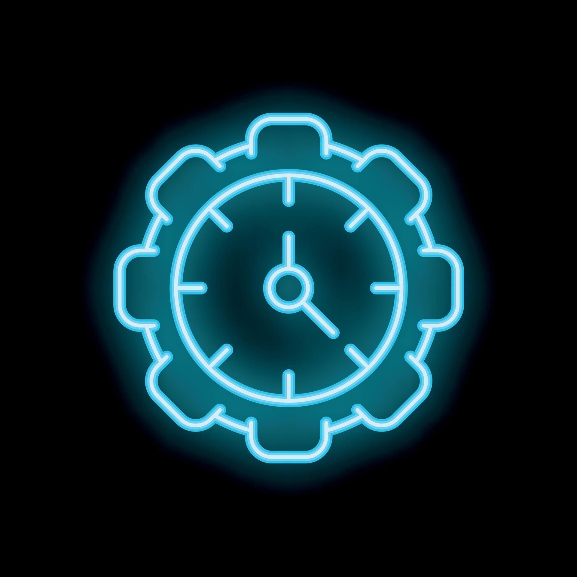 Neon clock face merging with a cogwheel shape clock mechanism 52796327 ...